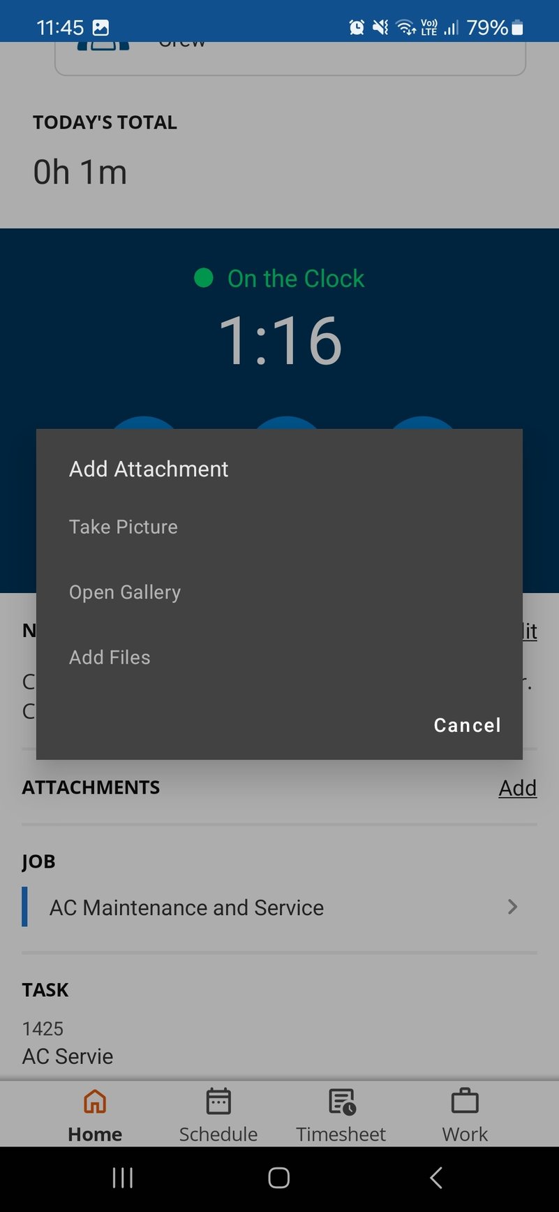 Record time in the ClockShark Mobile app