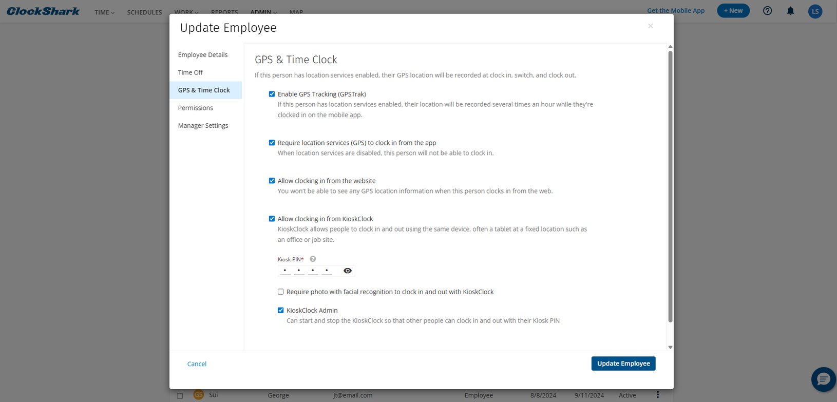 How to Use ClockShark Kiosk as an Administrator