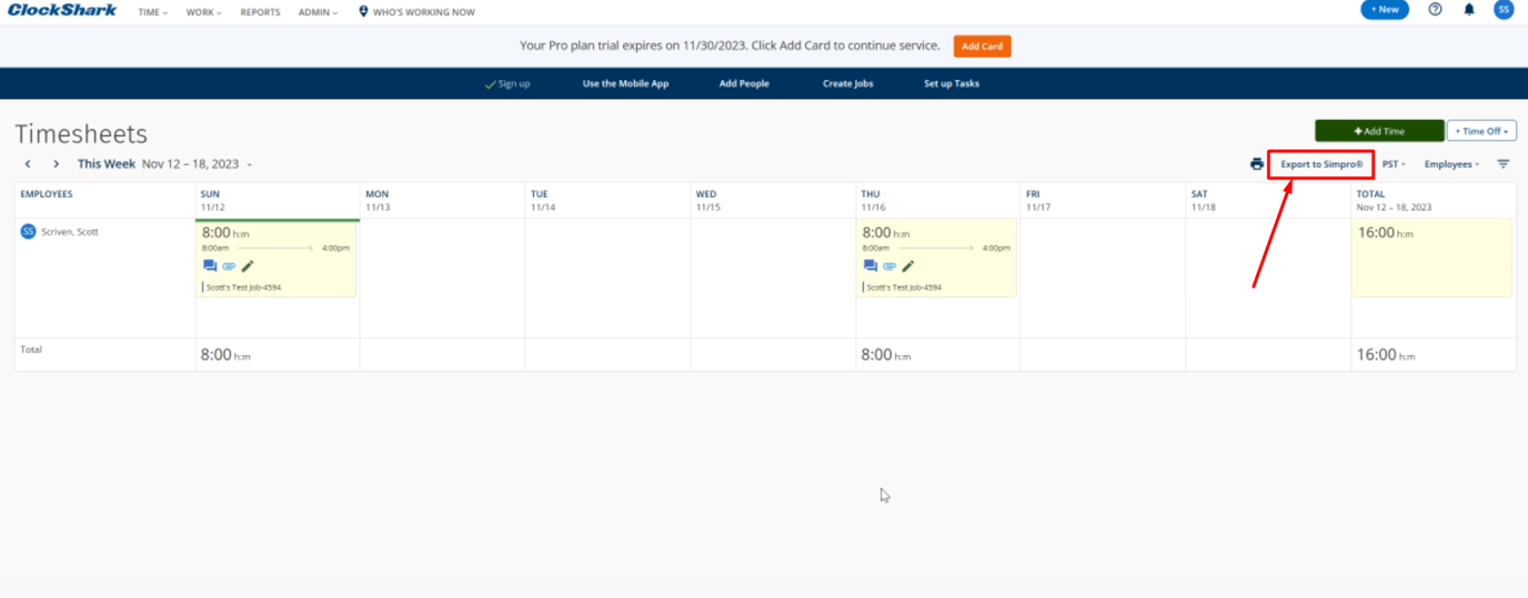 Exporting Time from ClockShark to Simpro Premium