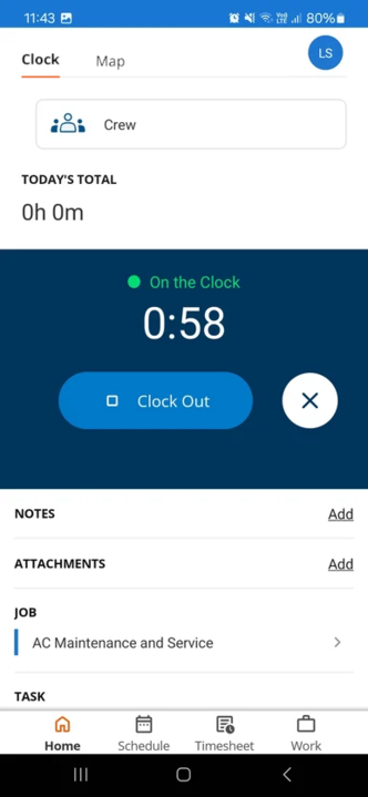 Record time in the ClockShark Mobile app