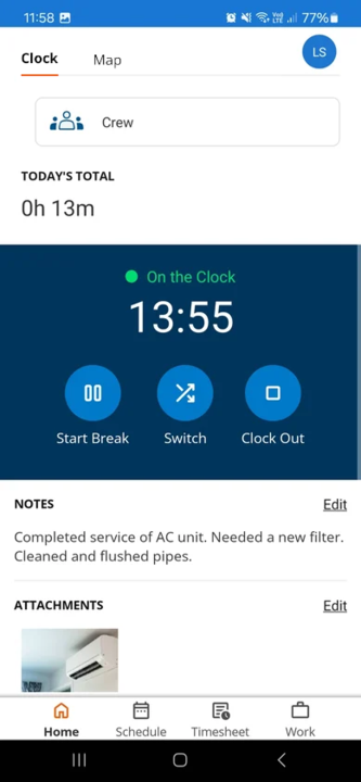 Record time in the ClockShark Mobile app